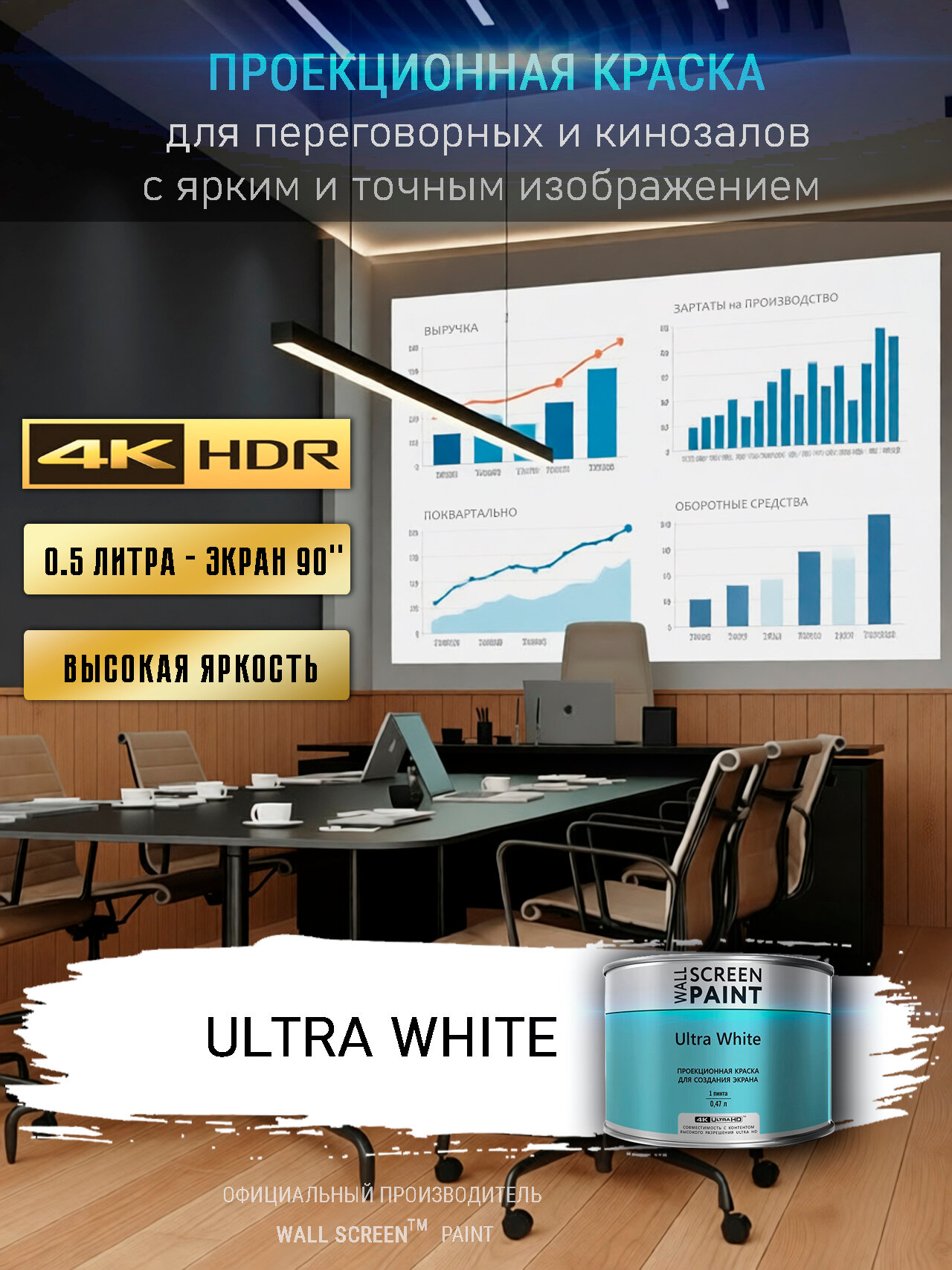 WallScreen Экран для проектора, белый