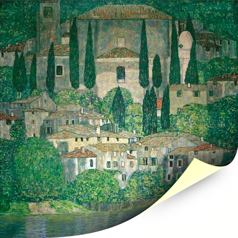 Картина для интерьера "Церковь в Кассоне", художник Климт, Густав, печать на холсте (30х30 см / без подрамника)
