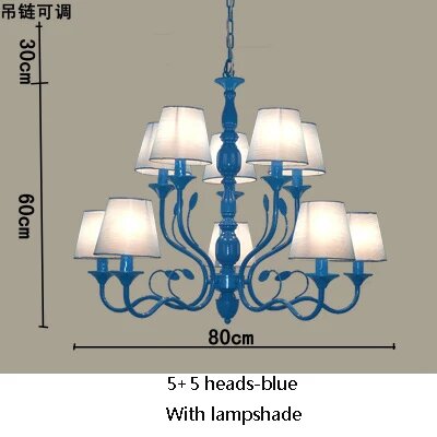 Люстра Fei Guang Lighting F9629 из кованого железа синего Голубой, Холодный белый, 10 heads blue B
