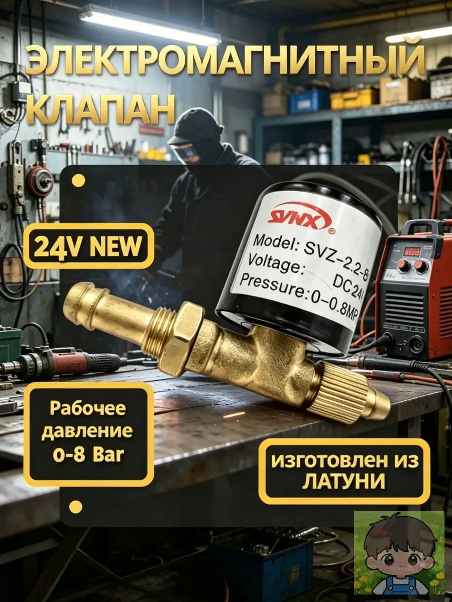 Клапан электромагнитный газовый 24В VZСT-2.2 (DC 24V)