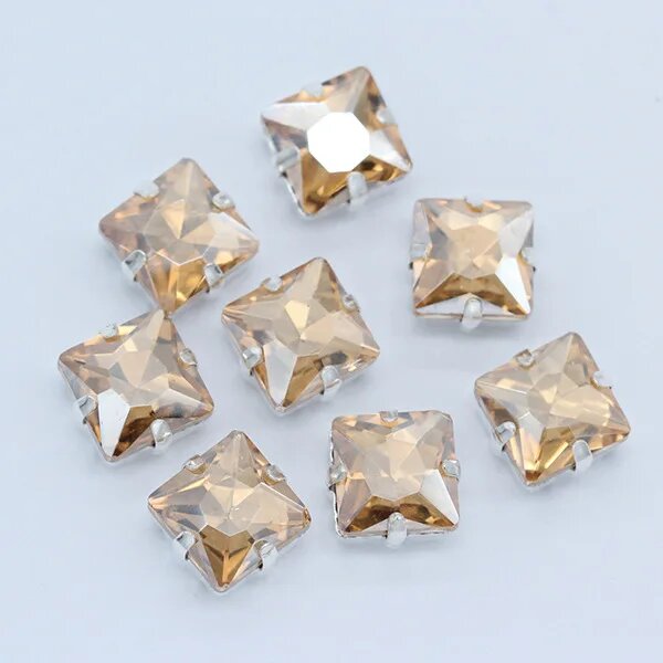 Стразы из хрустального стекла 12mm 9pcs, Бежевый, Champagne
