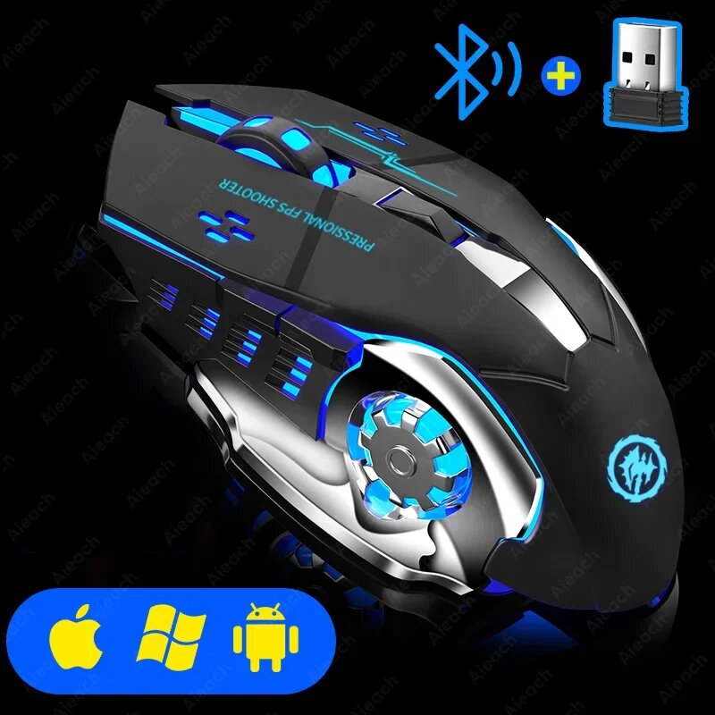 Игровая мышь беспроводная M2 Black Blue RGB
