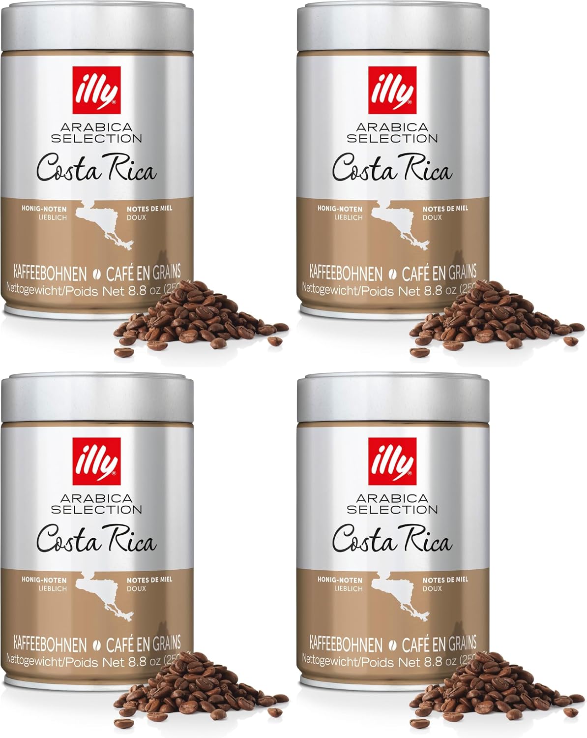 Illy Кофе в зернах Costa Rica Coffee Beans, Medium Roast, 100% Arabica, Ideal for Moka Pots & Filter, 4x250г