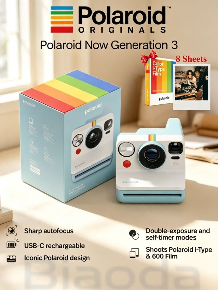 Polaroid Now Мгновенная камера i-Type 3-го поколения с фотографиями на 8 листах