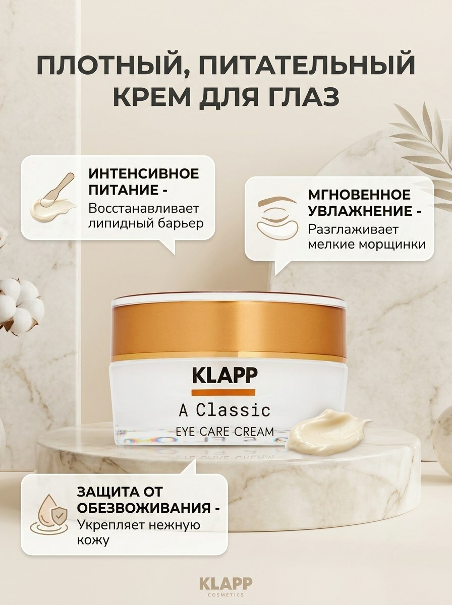 Klapp A Classic Eye Care Cream, Крем-уход для кожи вокруг глаз, 15 мл.