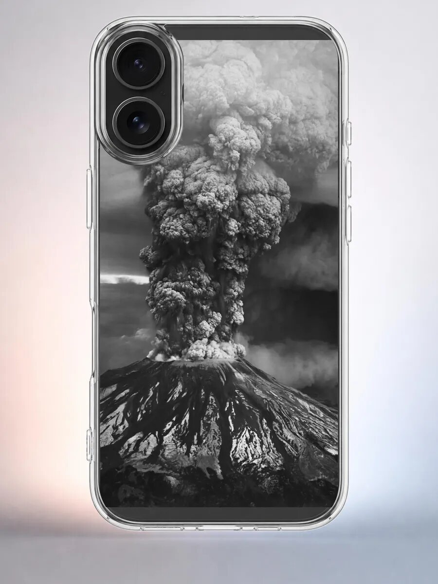 Чехол iPhone 16 гриб дыма молния силиконовый