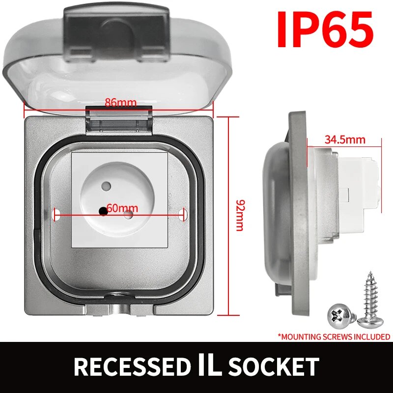 FRONCS Водонепроницаемая розетка IP65 16А grey-IL