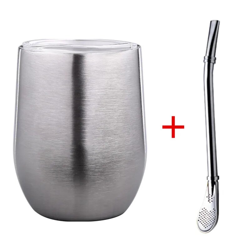 Кружка Yerba Mate с двойными стенками из нержавеющей стали 304, тыква с крышкой/соломенная портативная кружка для чая, кофе, термос 377 мл