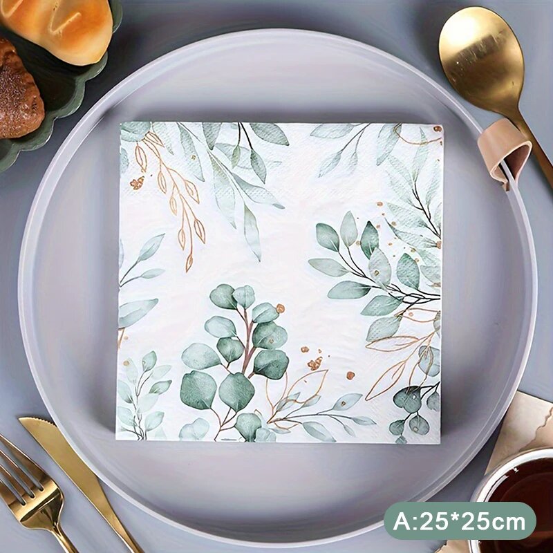 Одноразовые салфетки из эвкалипта Green Leaves 20 шт A