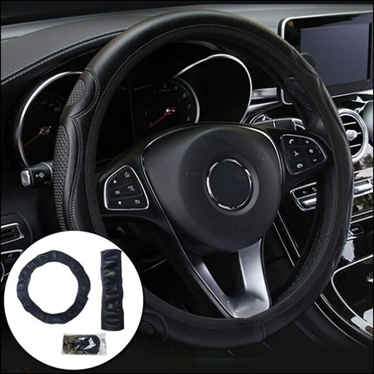 Оплетка на руль бежевая универсальная для автомобилей, стильный аксессуар для комфорта и защиты руля — фото 1