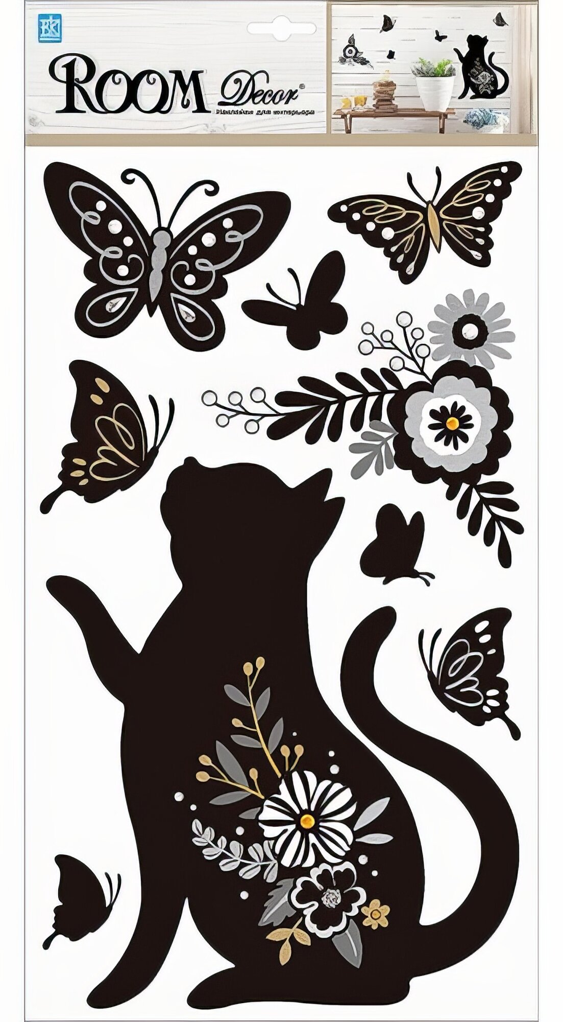 Наклейка ROOMDECOR Милая кошечка 24х41см