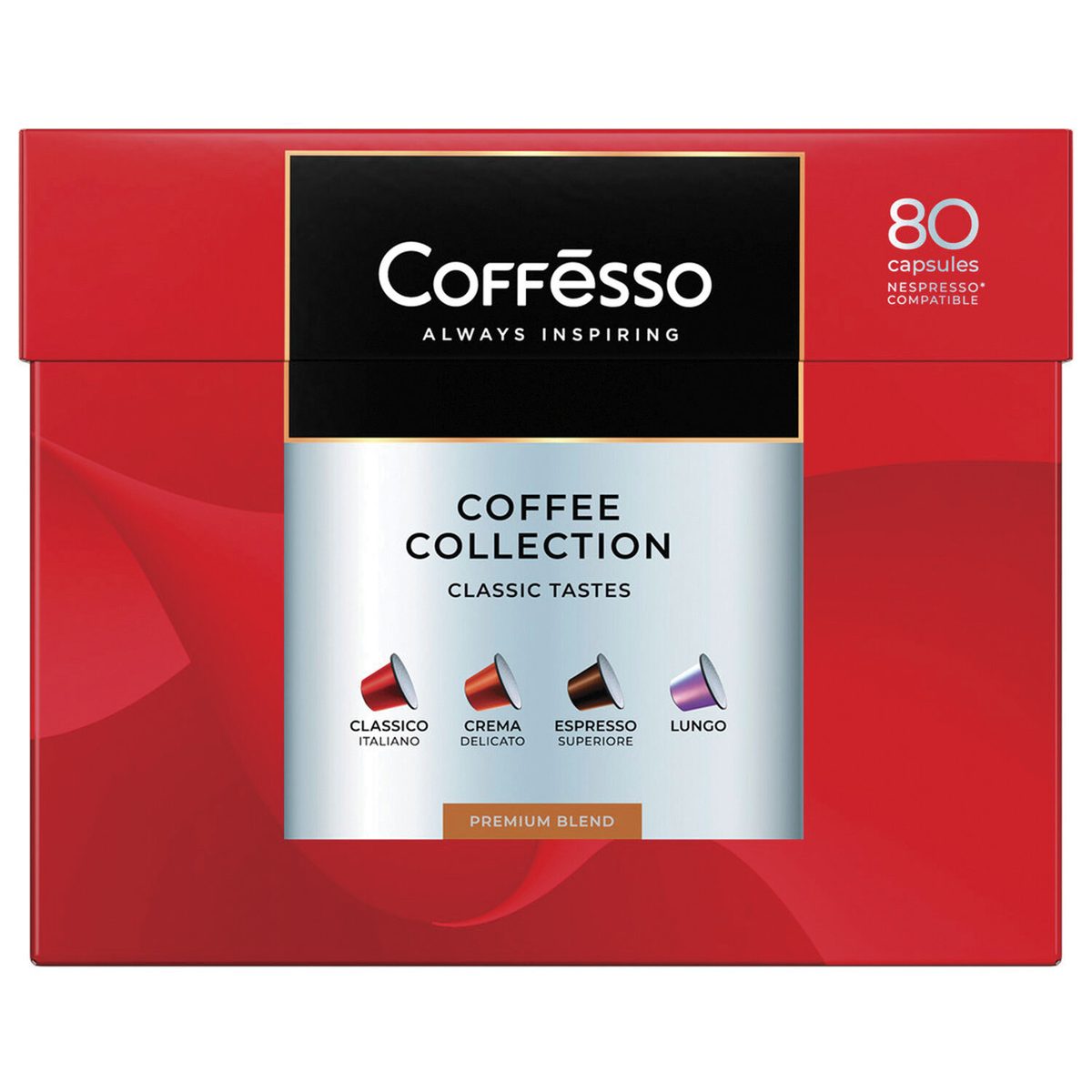 Кофе в капсулах Coffesso Ассорти, 80 порций 4 вкусов для Nespresso, 100% арабика (101740)