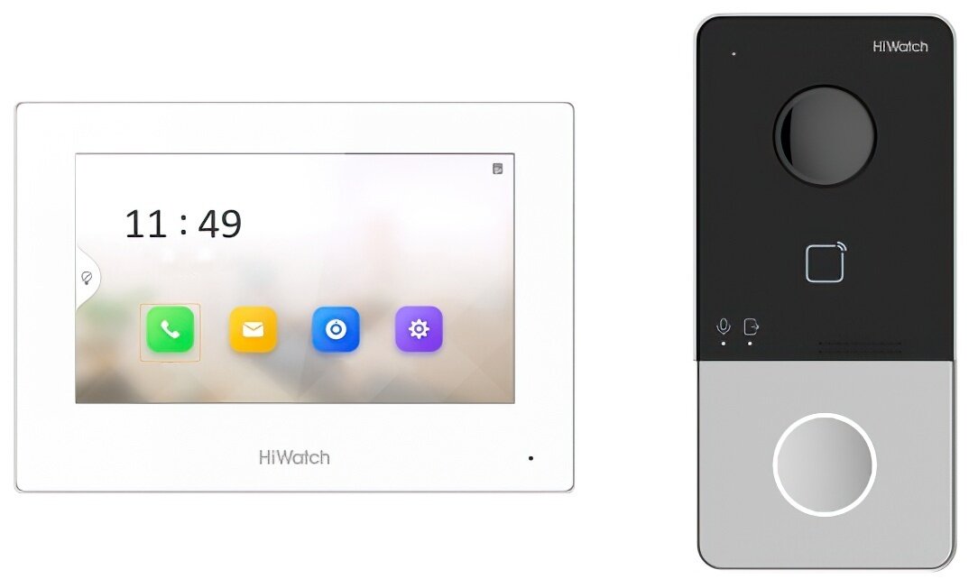 HiWatch DS-D100IKWF(B), комплект IP-видеодомофона с вызывной панелью и монитором, экран 7 , Wi-Fi