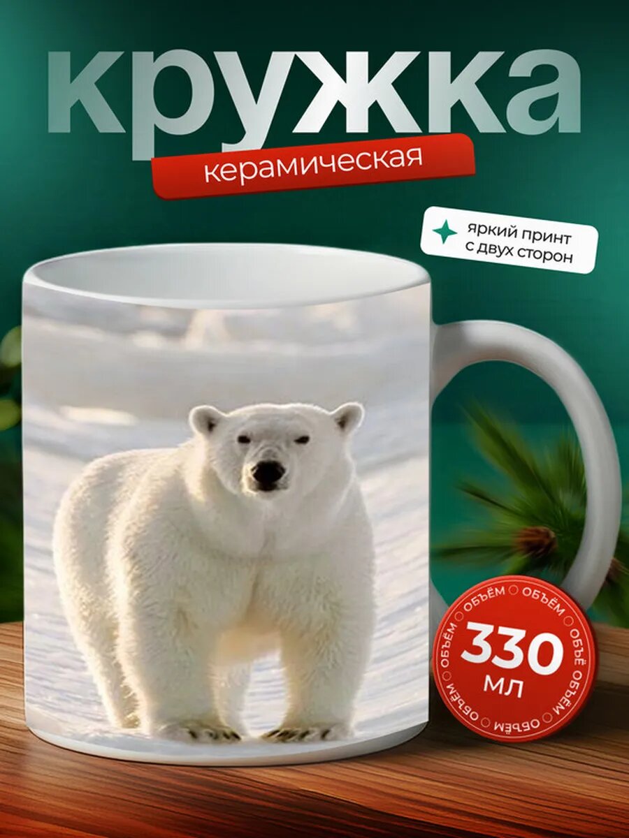 Кружка Медведь белый животное,