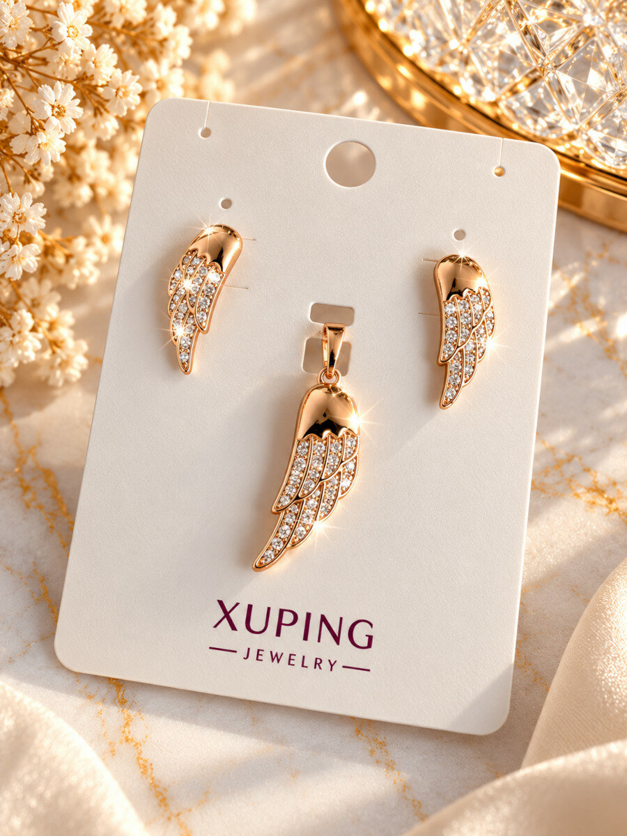 Комплект бижутерии XUPING JEWELRY: серьги, подвеска, циркон