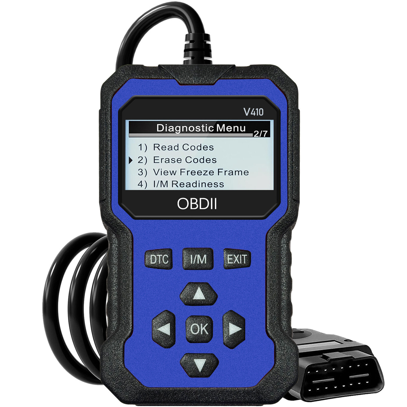 Сканер OBD2 для диагностики двигателя, сброса ошибок и чтения данных с 9 протоколами, синий