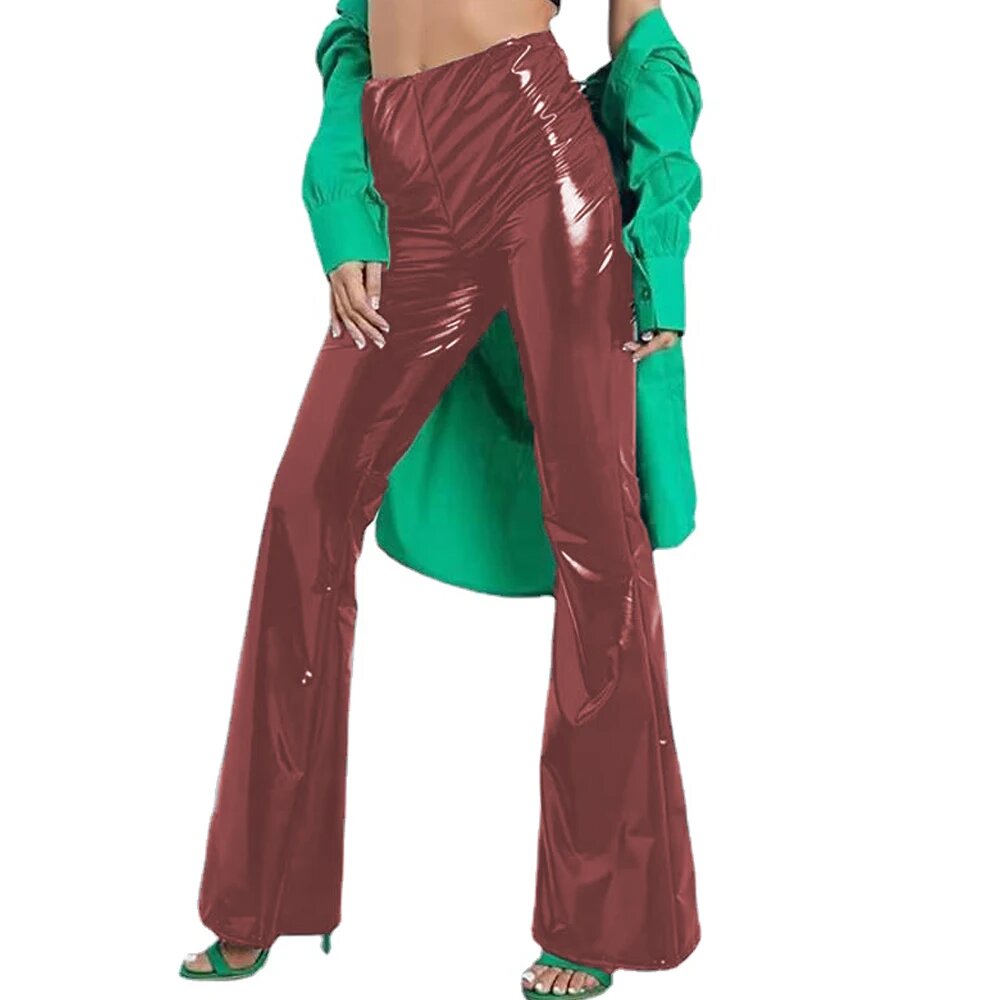 Fetish Queen женские свободные брюки из искусственной кожи L, Бордовый, Dark Red