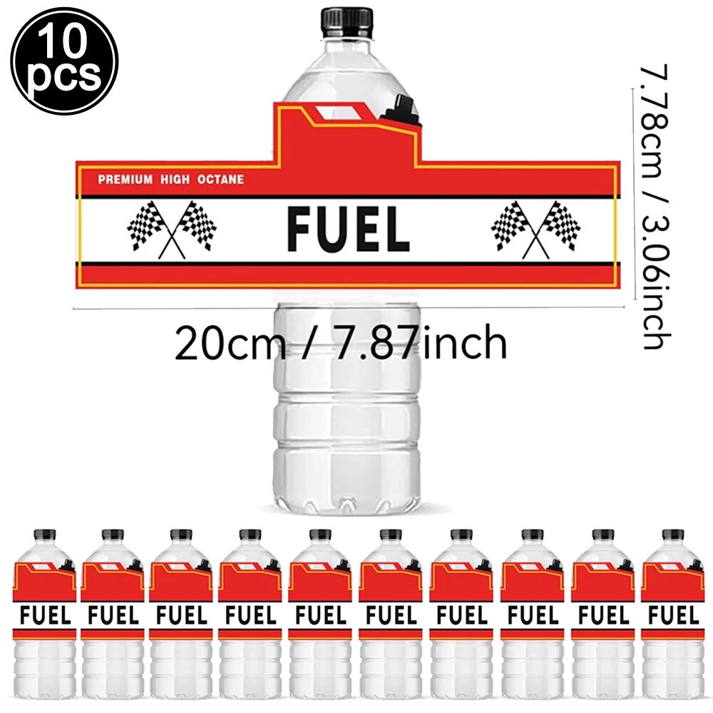 10шт Наклейки на бутылки "FUEL" Красный, Синий