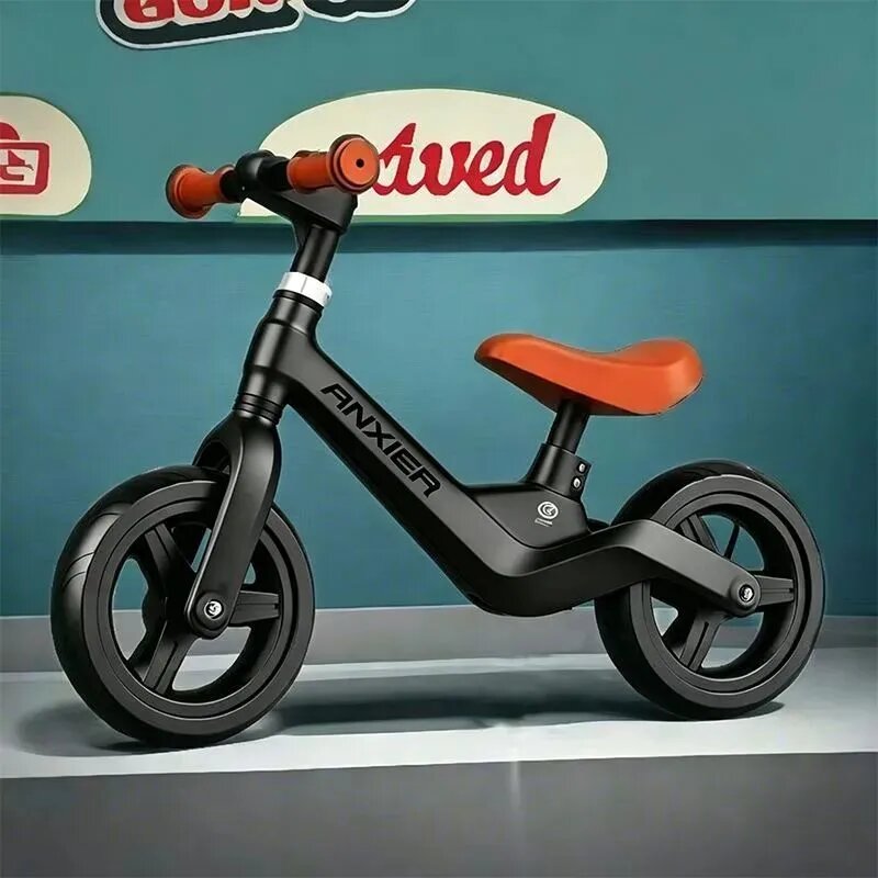 Детский беговел ANXI BALANCE BIKE AX-8INCH с защитой, розовый, комплект