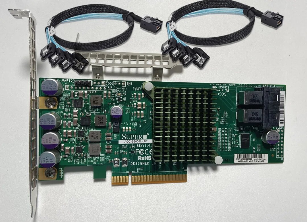 Supermicro AOC-S3008L-L8E/L8I LSI 9300-8i 12 Гбит/с SAS HBA IT mode ZFS frenas unRAID + 8643 кабель * 2