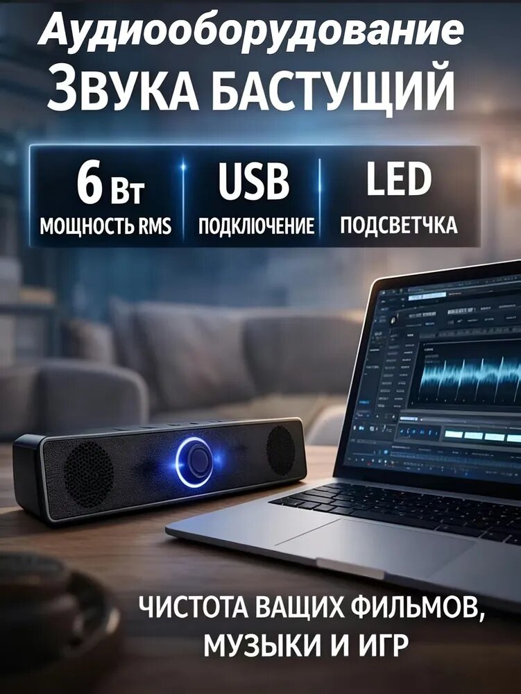 Компьютерное аудио, стереосистема, светодиодная подсветка, USB-интерфейс