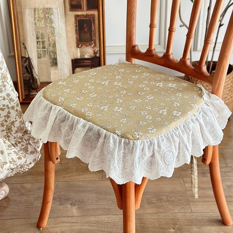 Подушка для стула в французском стиле, ретро-подушка для сиденья с рюшами, подушка для офисного стула в корейском стиле