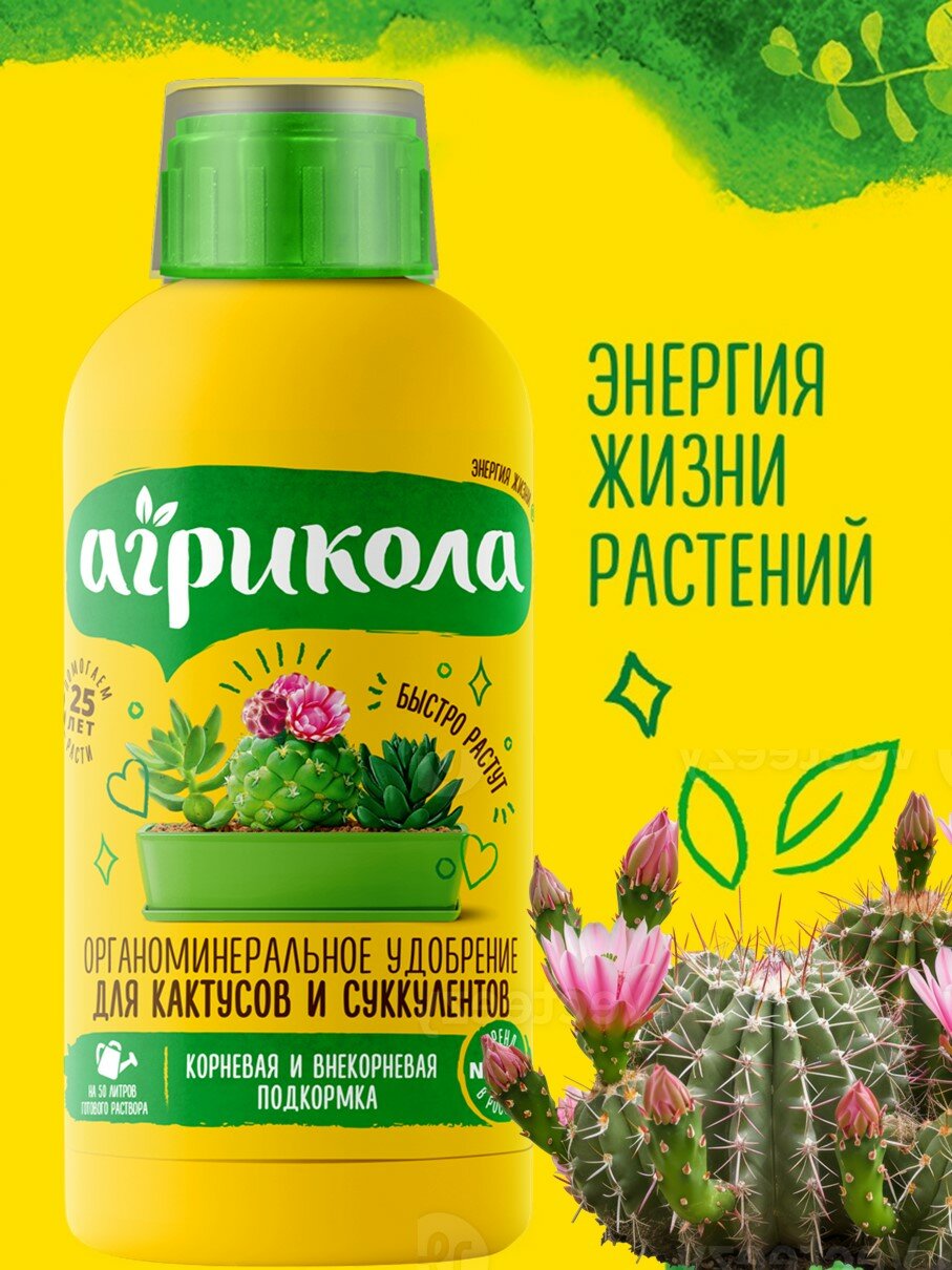 Удобрение Агрикола "Аква", для суккулентов и кактусов, жидкое, органоминеральное, 250 мл