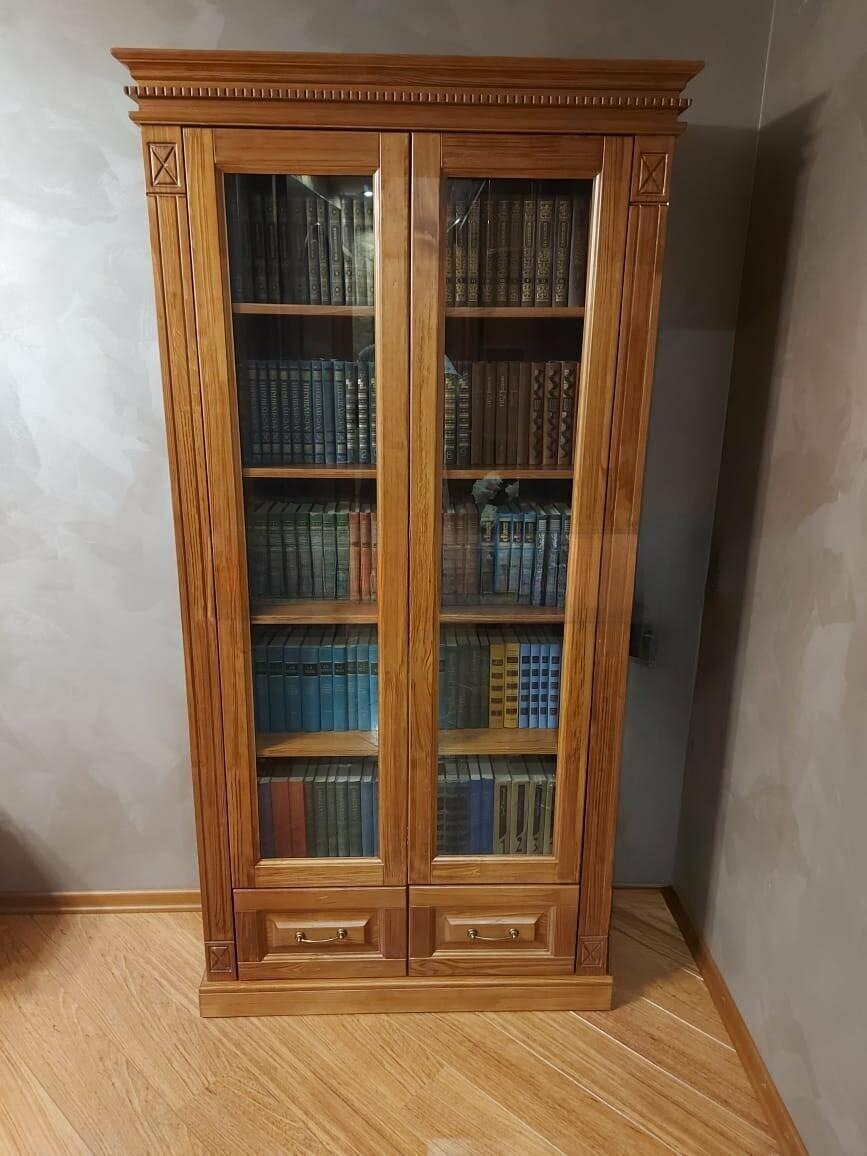 Шкаф книжный Библиотека Верди Premium 035, 100х40х200 см, , классический орех 2