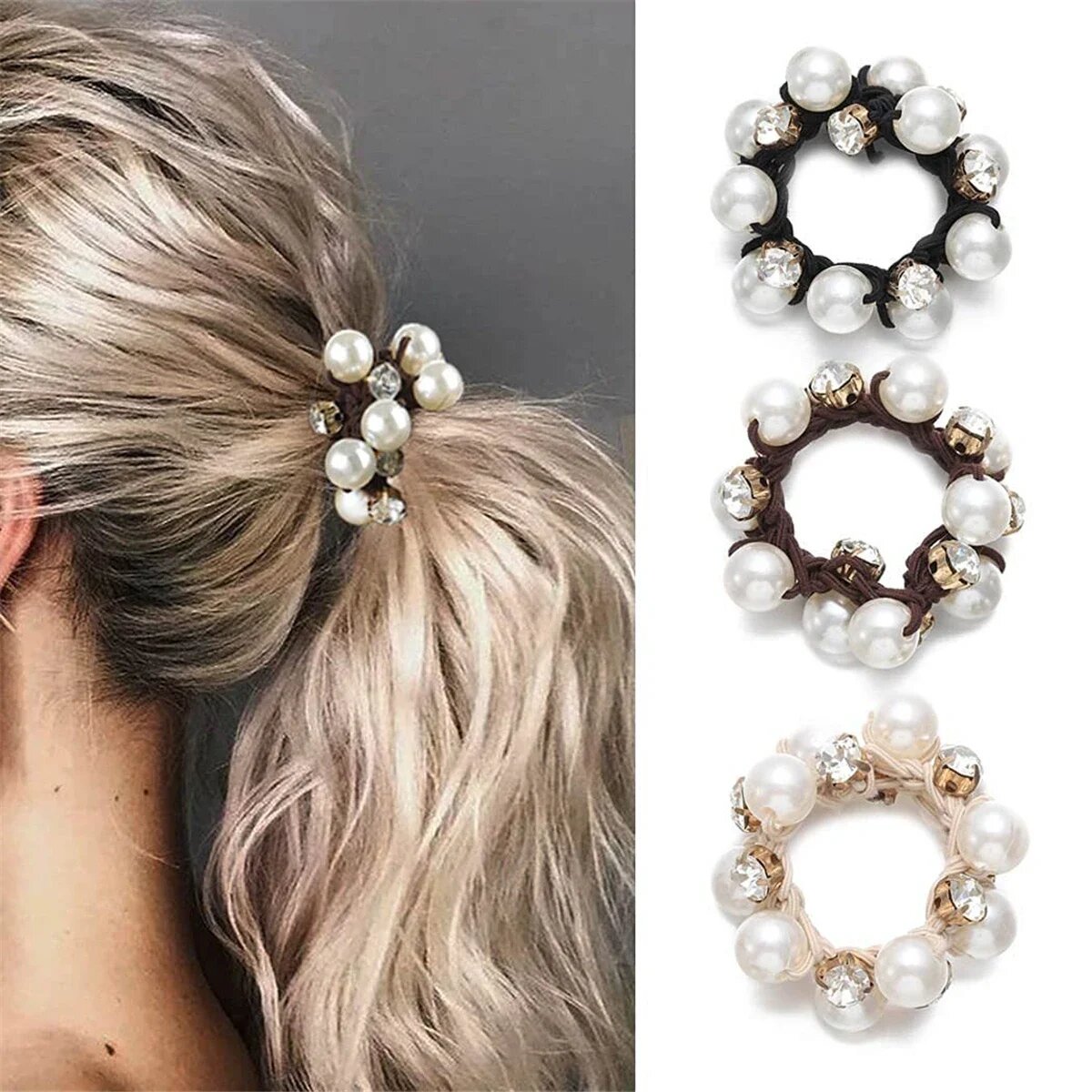 Резинки для волос с жемчугом, 3шт, Color: 3PCS