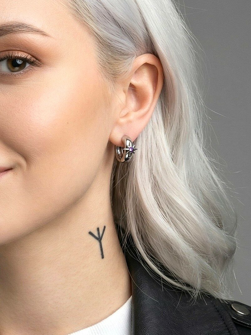 Моносерьга, славянский оберег, фианит