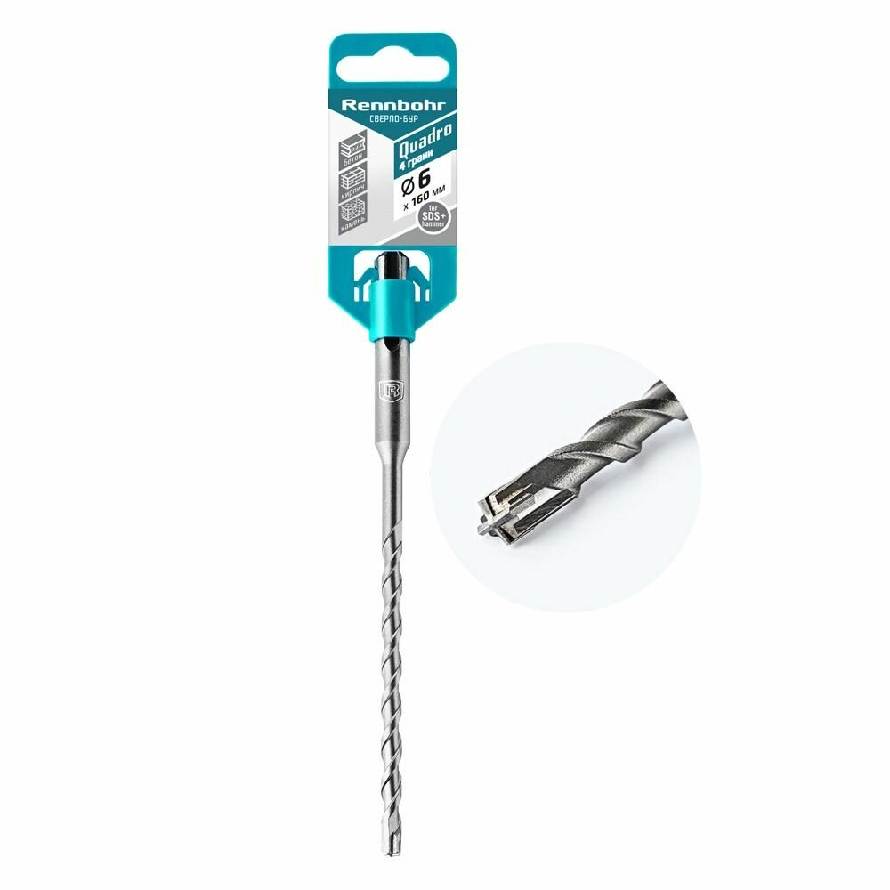 Бур по бетону Rennbohr 24х400 мм, хвостовик SDS-plus, 4 грани 512440