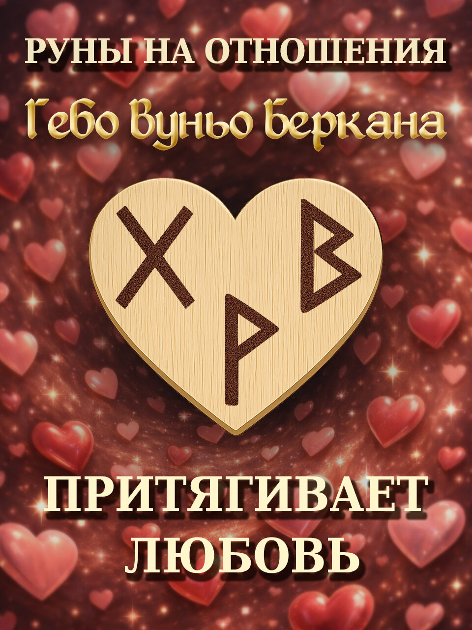 Руническая монета Гебо Вуньо Беркана - амулет на любовь и союз, притяжение партнёра, гармония в отношениях, рунический став