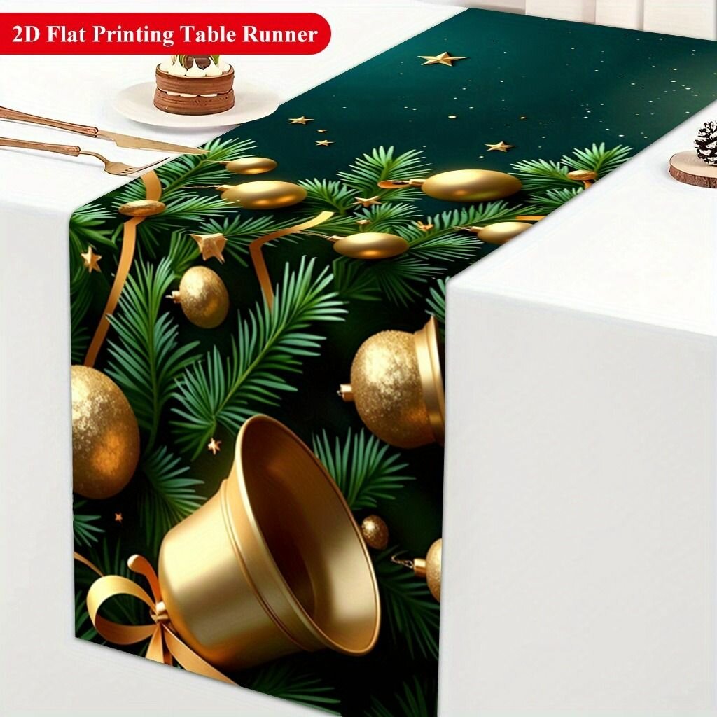 Рождественский настольный флаг с рисунком сосновой ветки в виде снежинки, теплая зимняя атмосфера дома