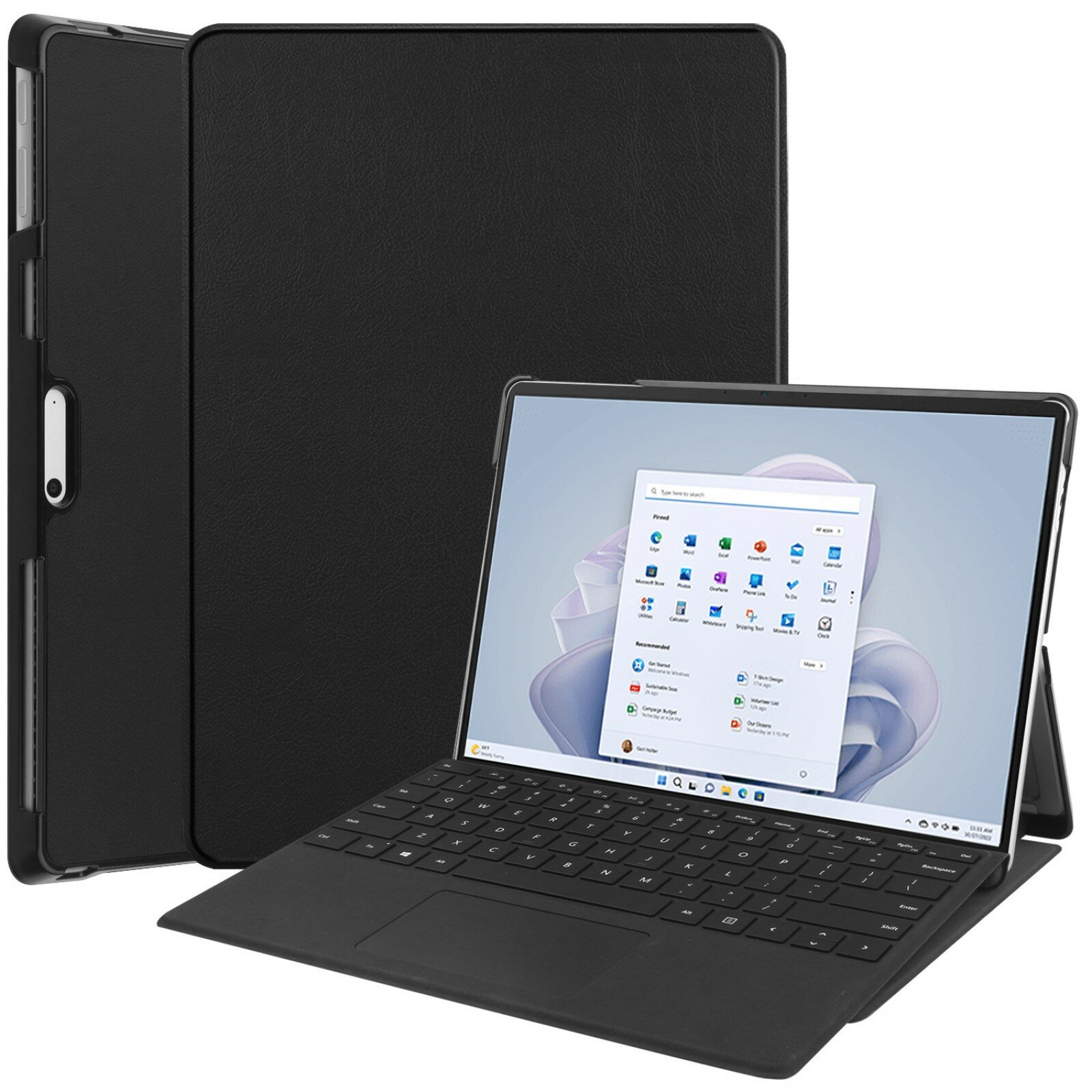 Чехол-обложка MyPads для Microsoft Surface Pro 9 из эко-кожи с магнитной застежкой, черный