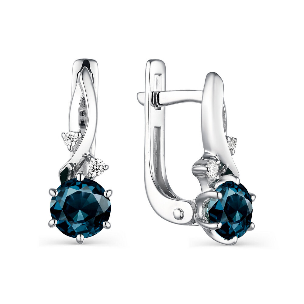 Серьги, серебро, 925 проба, фианит, Лондон топаз
