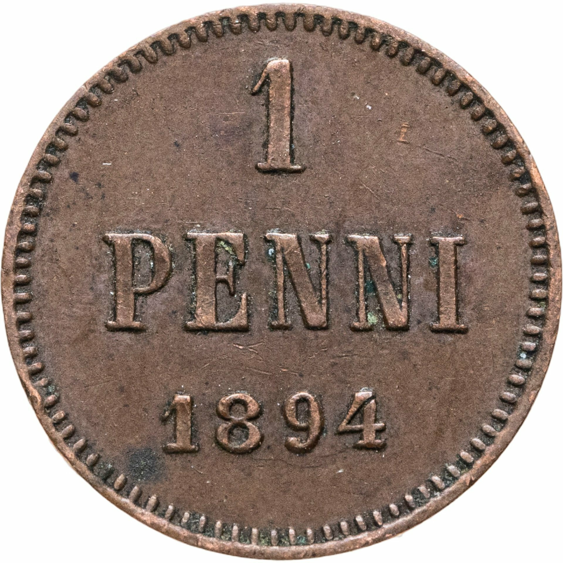 1 пенни 1894, монета для Финляндии, Медь, в сохранности XF
