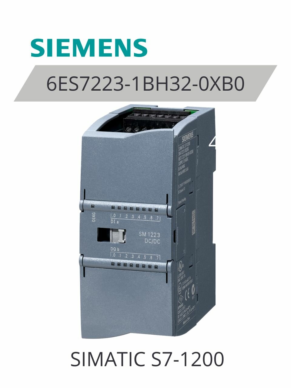 Siemens 6ES7223-1BH32-0XB0 Модуль ввода-вывода SIMATIC S7-1200 SM 1223 (8DI / 8DO)