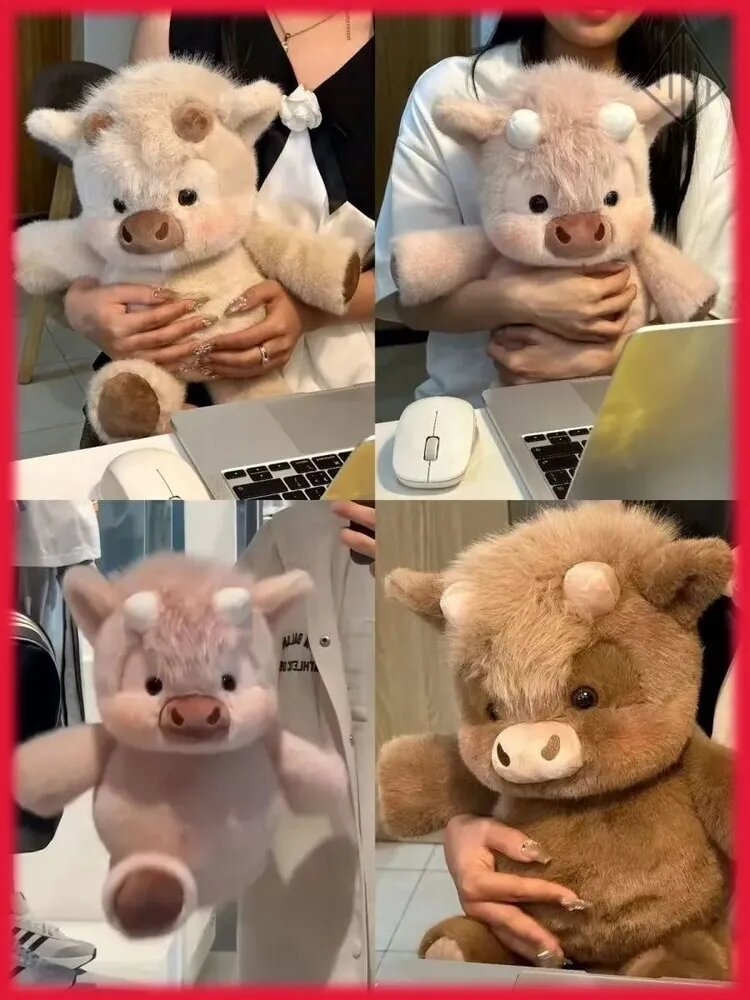 Мягкая игрушка Бегущий теленок Высокогорный скот 45CM Плюшевая шотландская корова для девочек и мальчиков, подарок
