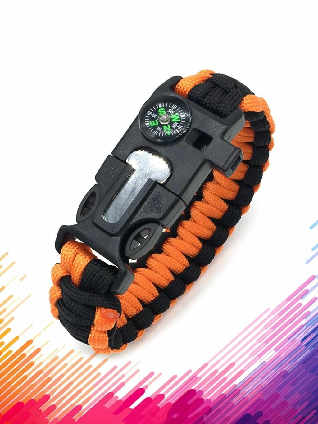 Браслет выживания из паракорда, Оранжевый и черный