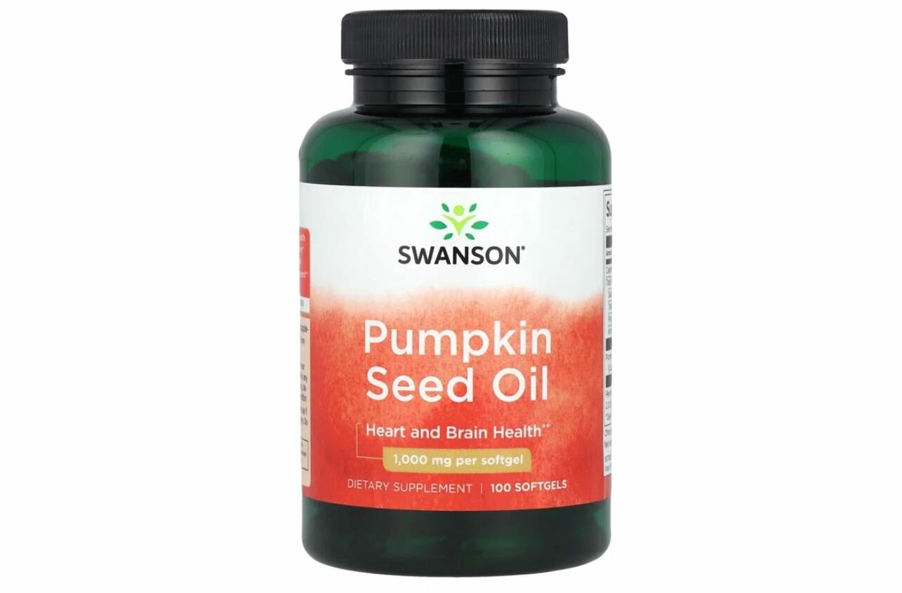 Масло семян тыквы для простаты, Swanson Pumpkin Seed Oil, 1000 мг 100 мягких капсул