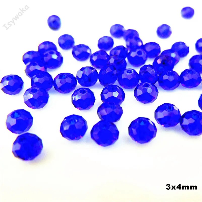 Бусины Isywaka глубокий синий 3*4 мм хрусталь 125 шт Синий, Deep Blue