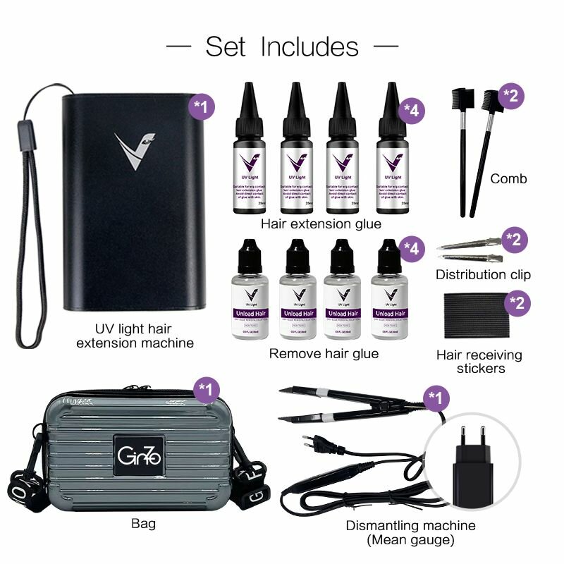 Полный набор для UV-наращивания волос Набор для УФ-наращивания волос ,8 бутылки клея