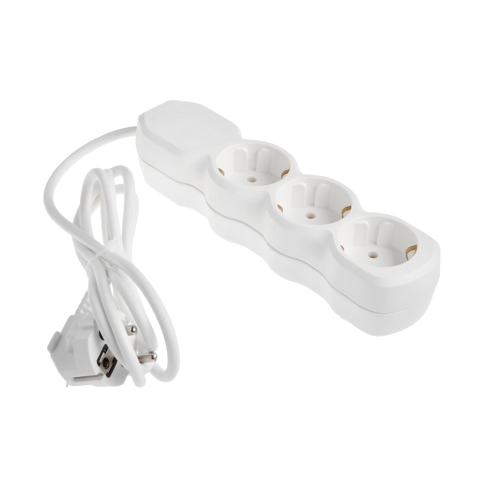 Удлинитель Luazon Lighting ECO, 3 розетки, 1.7 м, 10 А, 2200 Вт, ПВС 3х0.75 мм2, с з/к, белый