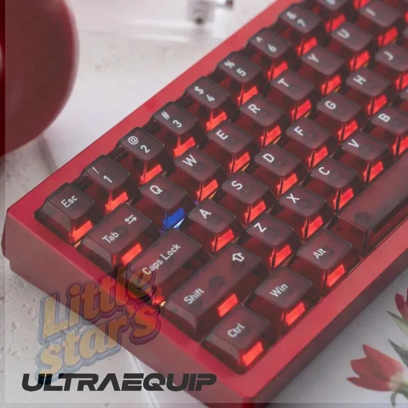 Кейкапы для механической клавиатуры - ULTRAEQUIP Матовые Полупрозрачные, Зеленые Кристаллические (115 шт.), Профиль Cherry, Светопроницаемые, Top Frosted 4-Боковая Прозрачность, для MX Switch