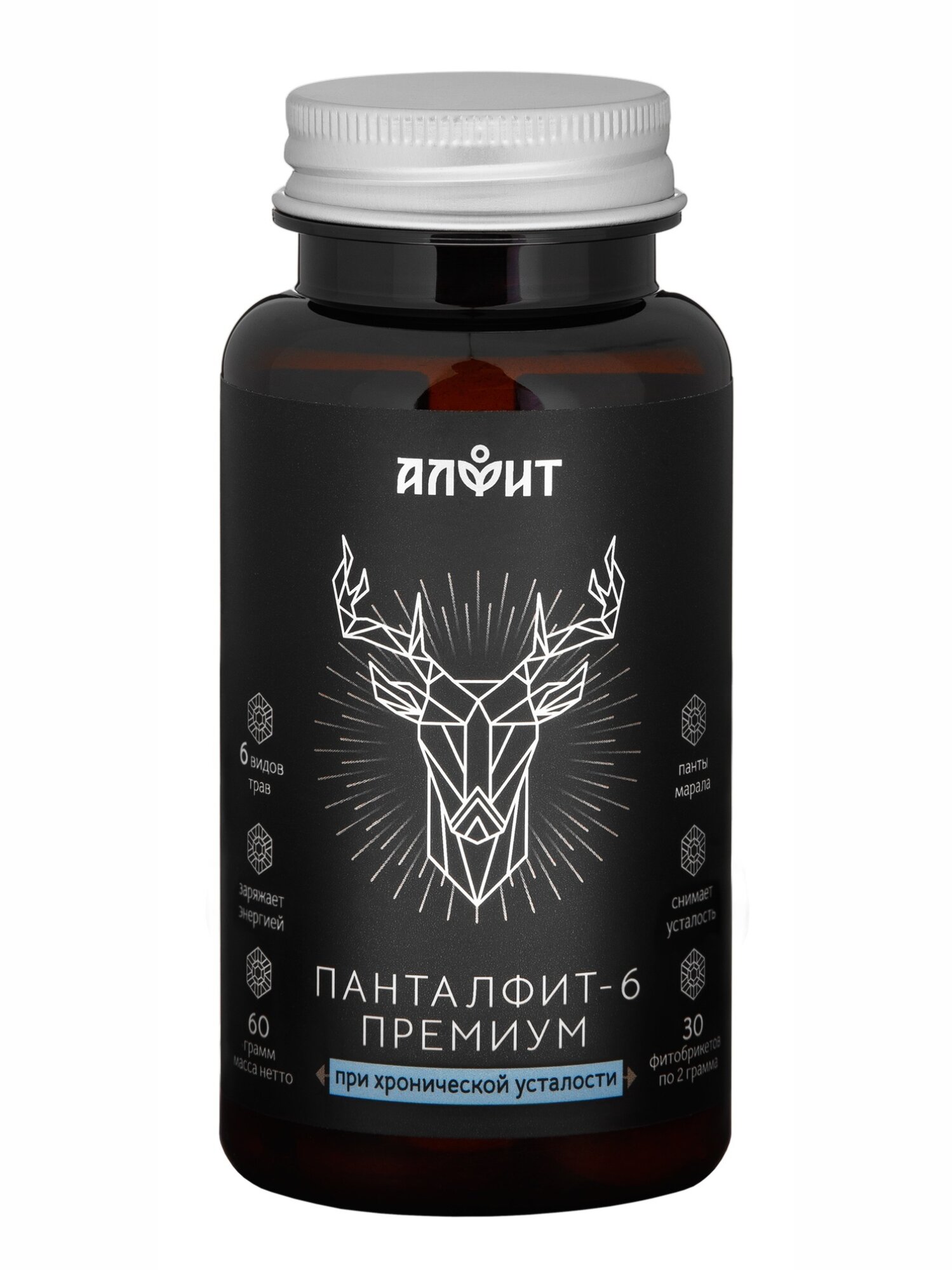 При хронической усталости Панталфит-6 Премиум от бренда "Алфит", 30 брикетов по 2 грамма