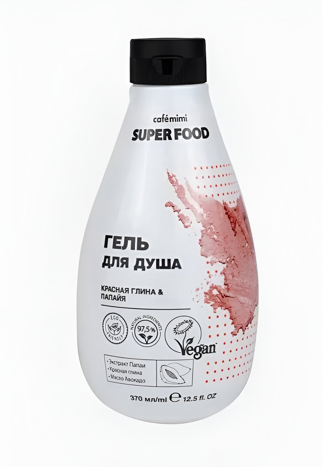 Гель для душа Cafe Mimi "Красная глина и папайя", не содержит парабены