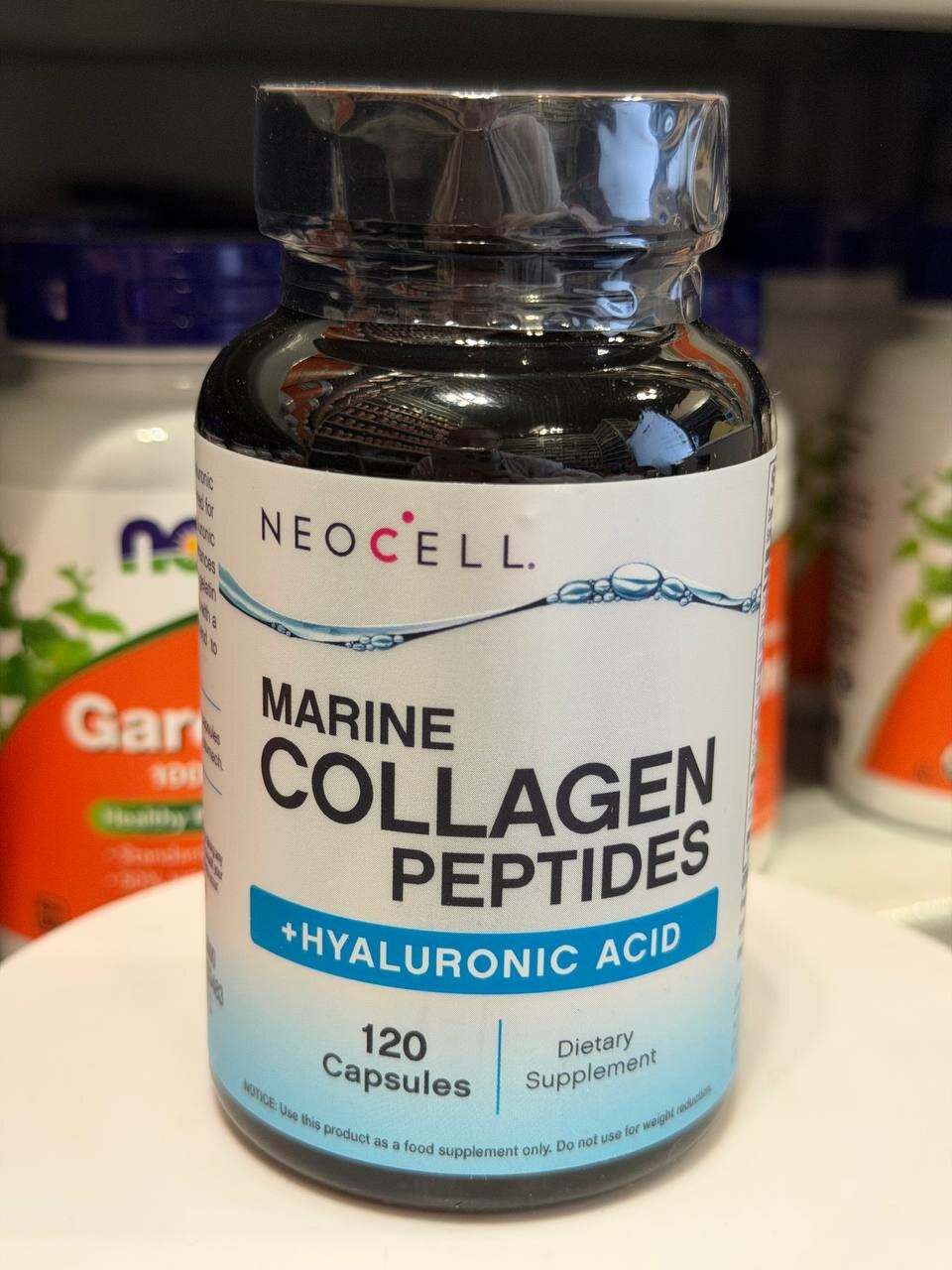 NeoCell Marine Collagen, пептиды морского коллагена с гиалуроновой кислотой для кожи и суставов, 120 капсул