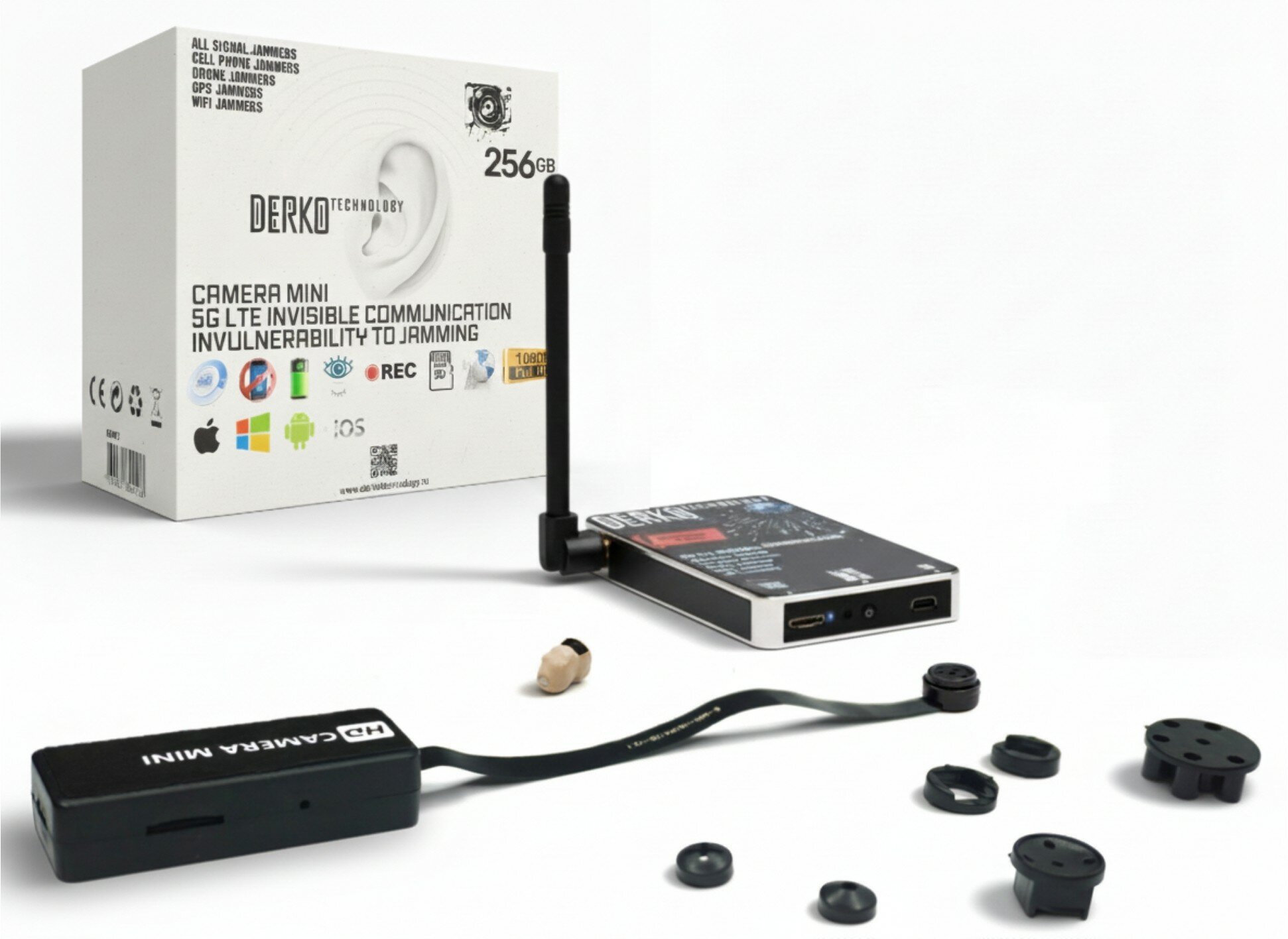 Система обхода глушилок 5G/LTE с микрокамерой 2MP Full HD и микронаушник Mega 8 мм