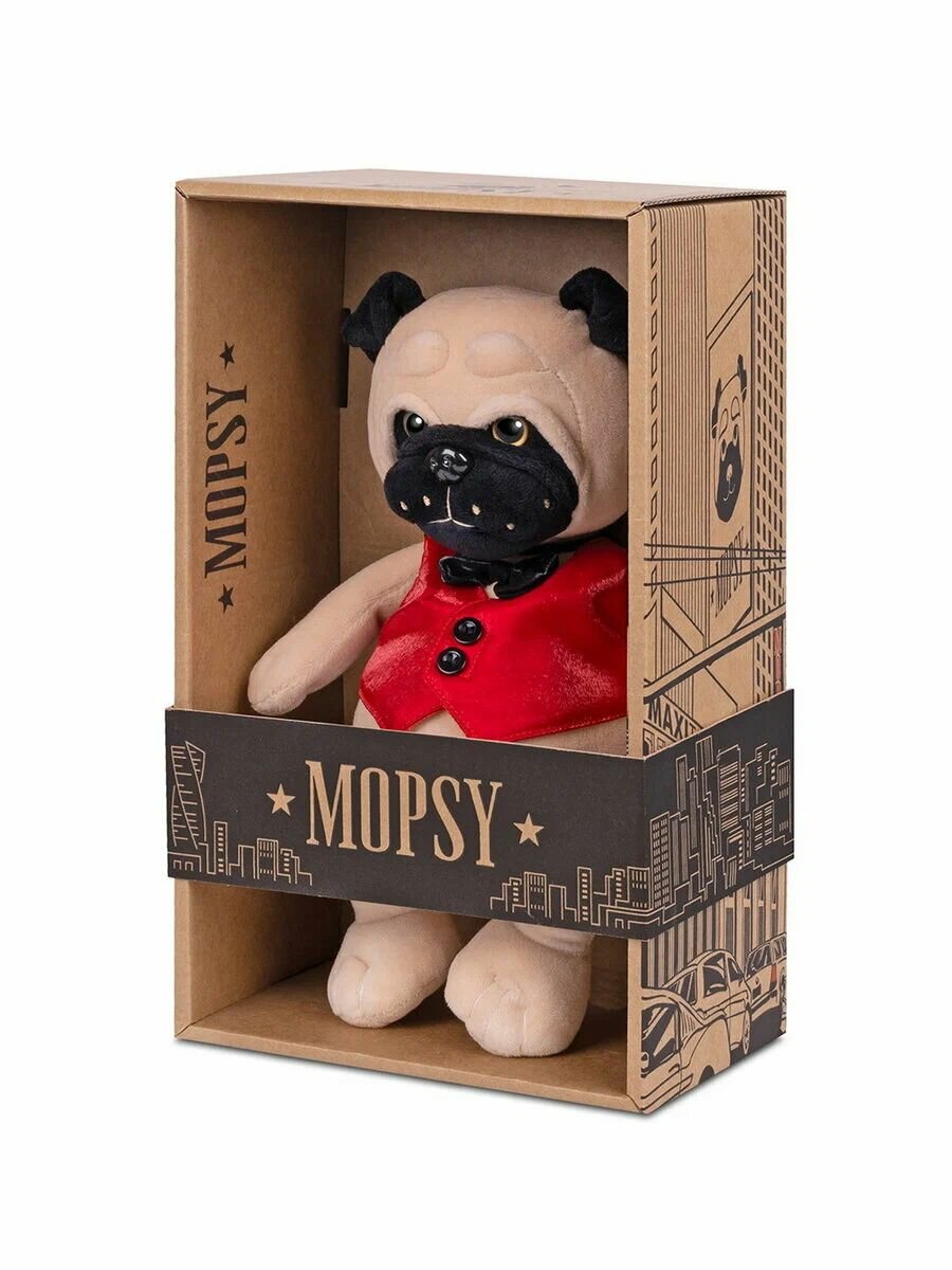 Мягкая игрушка Mopsy "Мопс Мопси в жилетке с бабочкой в подарочной коробке (MT-MRT-M004-20)