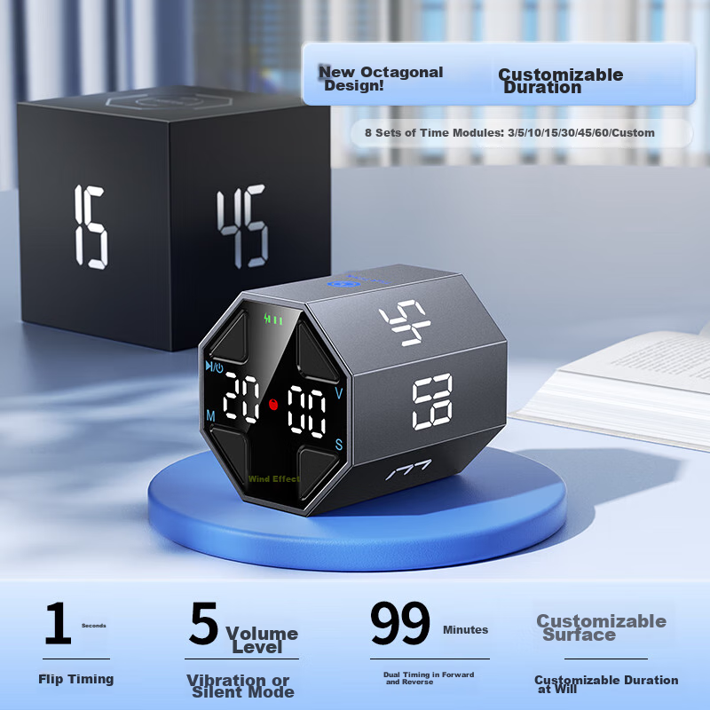 Llano Flip Timer, Time Management Learning Tool, Visual Countdown Reminder, Timed Fitness, Office, Kitchen, Magnetic, Exam Preparation, Homework Timer, Small Square, Children's Day Gift